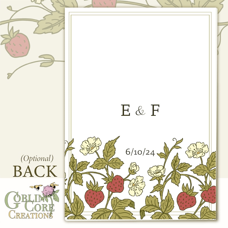 Wedding Invitation Canva Template Vintage Fairy Tale Strawberry ...