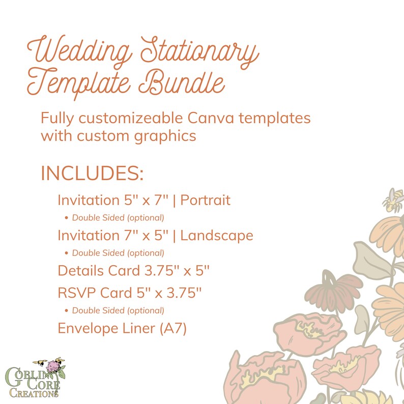 Wedding Invitation Canva Template Bundle | Wildflowers and Bees Floral ...