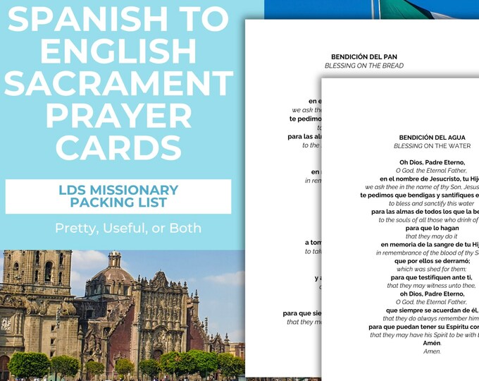 English Spanish Translation Cards of LDS Sacrament Prayers | Spanish ...