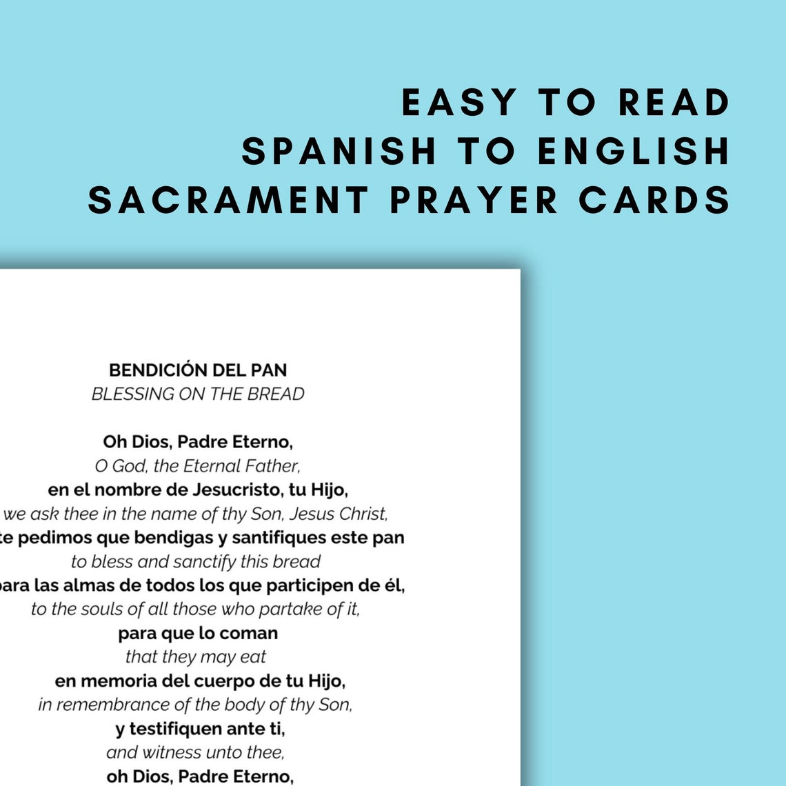 English Spanish Translation Cards of LDS Sacrament Prayers - Etsy