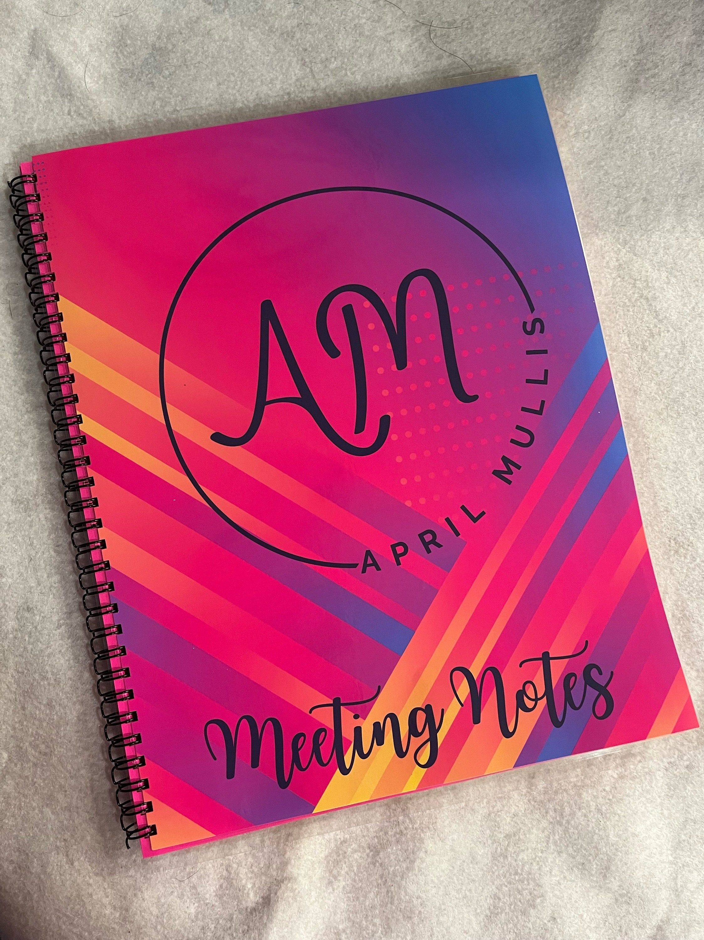 Personalized Meeting Notes Notebook: Spiral Planner, Custom Cover, 60 ...