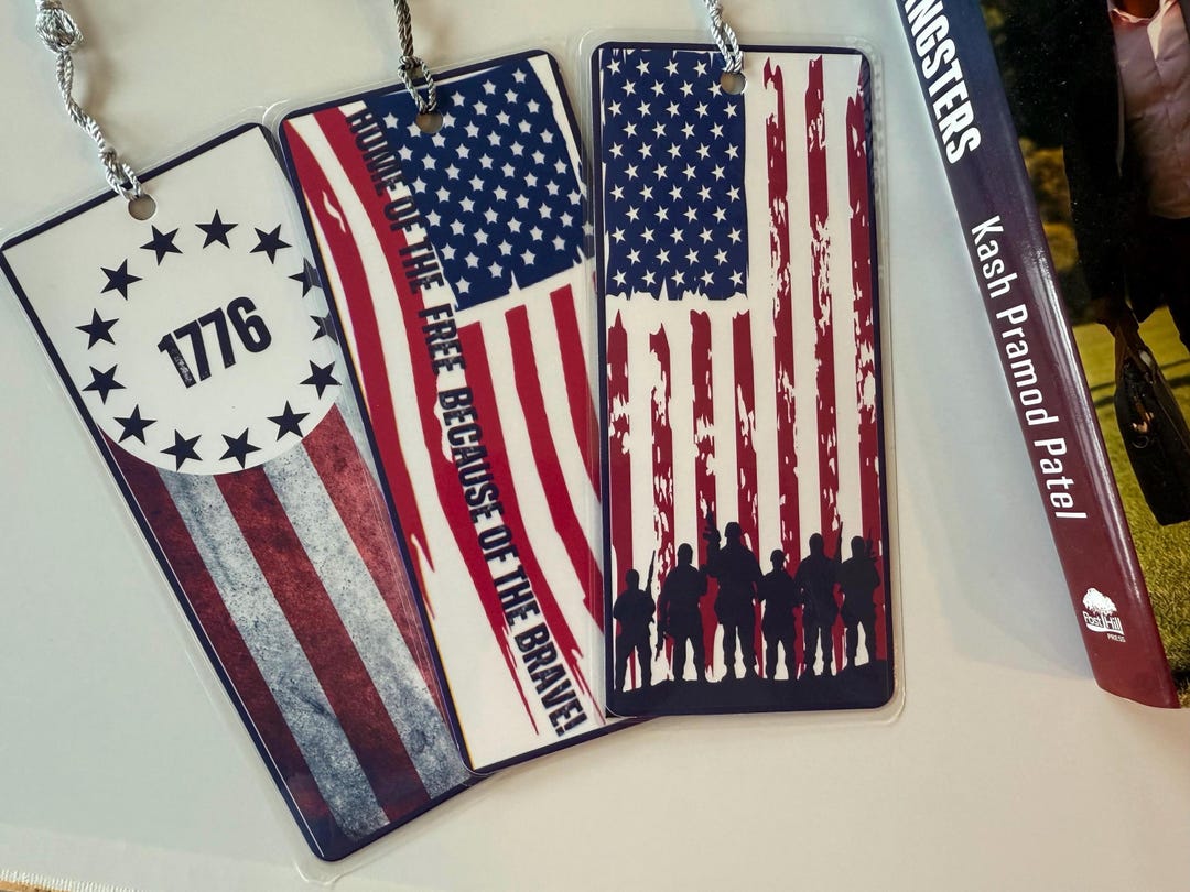 Patriotic Bookmarks With Tassel, Laminated Glossy Finish, American Flag ...
