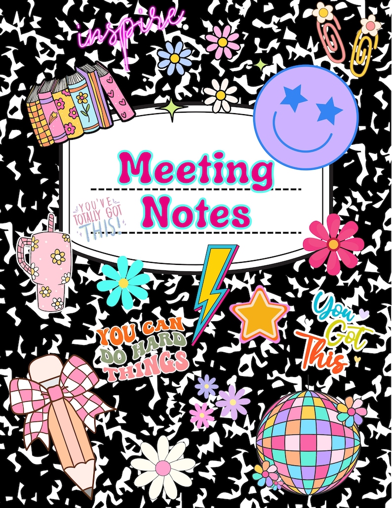 Personalized Meeting Notes Notebook: Spiral Planner, Custom Cover, 60 ...