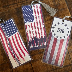 Patriotic Bookmarks With Tassel, Laminated Glossy Finish, American Flag ...