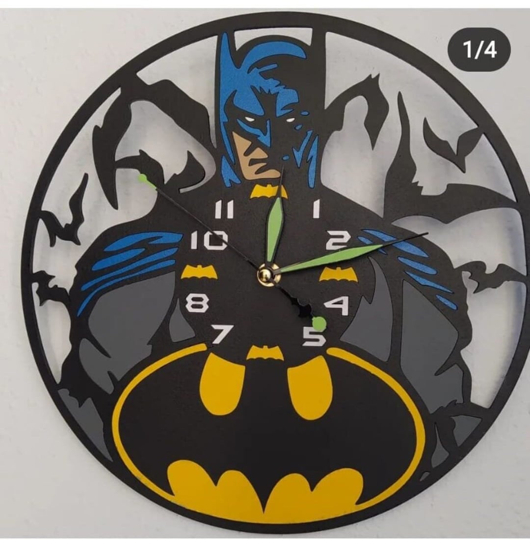 Batman Clock, Wooden Wall Clock, Wall Clock, Super Hero Clock, Wooden ...
