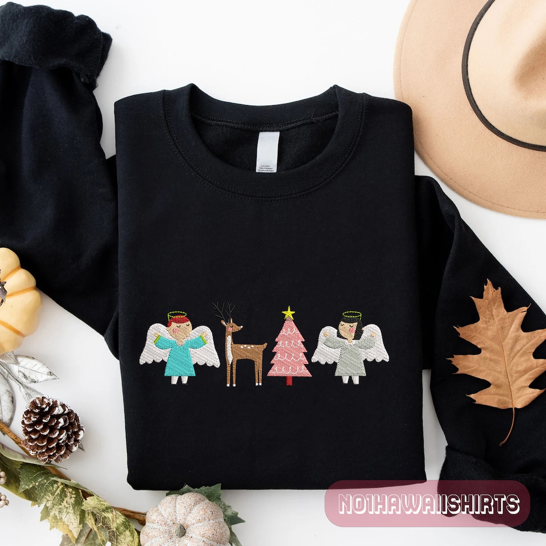 Embroidered Christmas Angel Sweatshirt Christmas Angel - Etsy