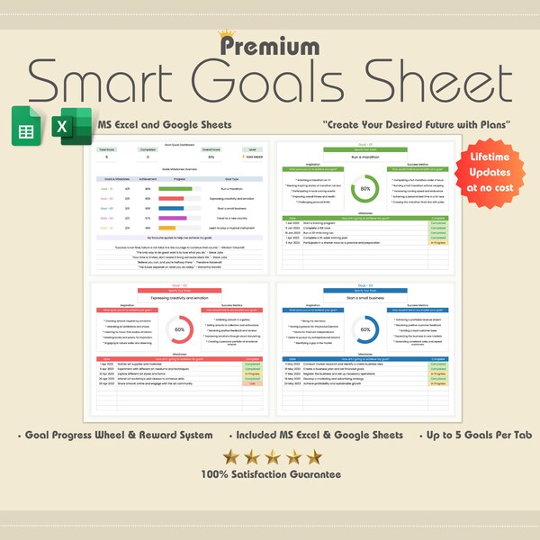 Smart Goal Excel Template - Etsy