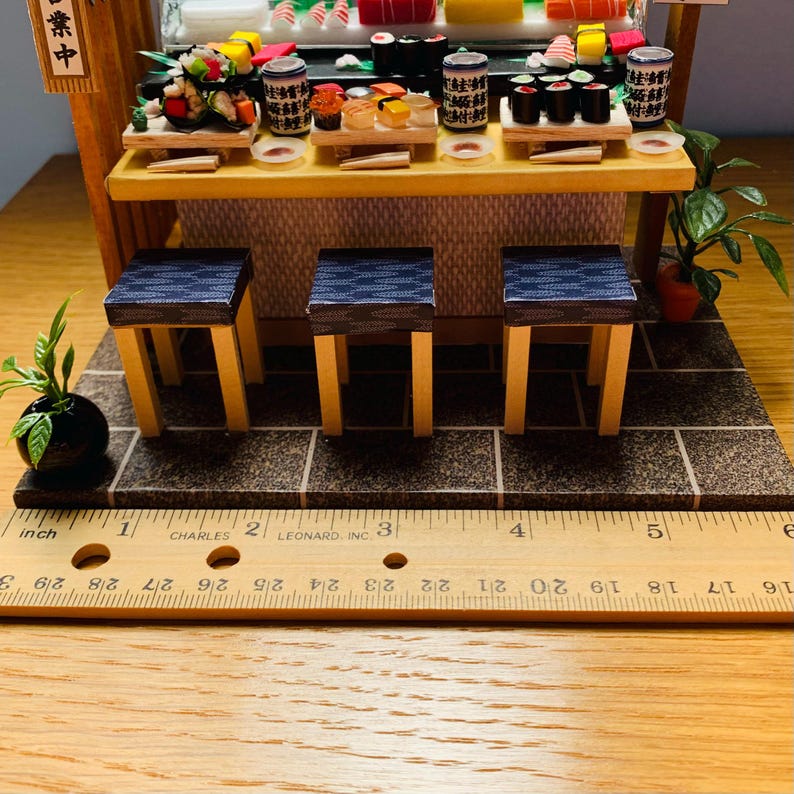 Miniature Sushi Bar Diorama Sushi Getta Nigiri Tea Cup Shoyu Soy Sauce ...