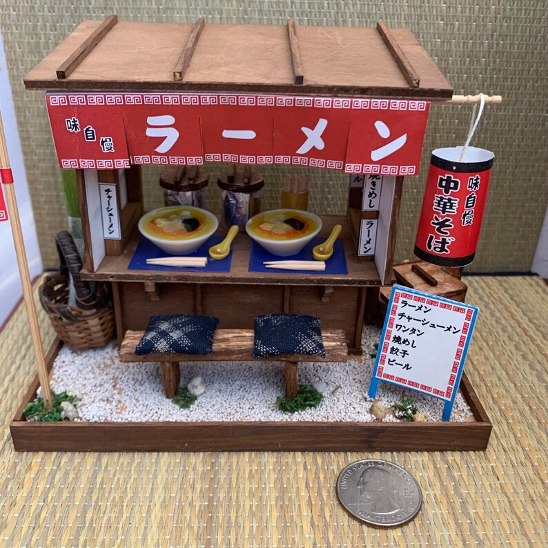 Ramen Stand Miniature Diorama Yatai Ramen Yaki Soba Spoon Chopsticks ...