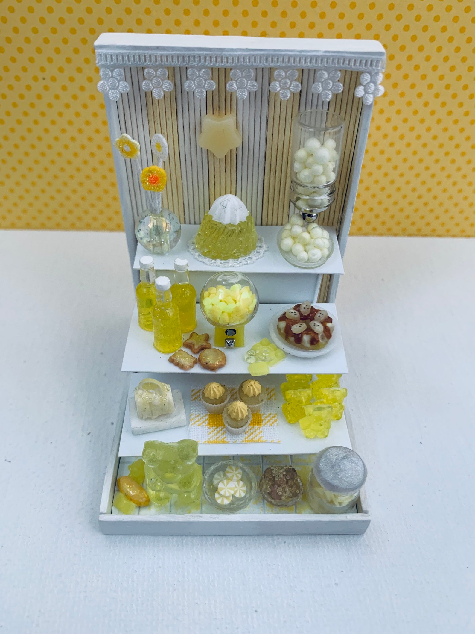 Miniature Yellow Candy Shop Diorama Gumball Machine Gummi Bear ...