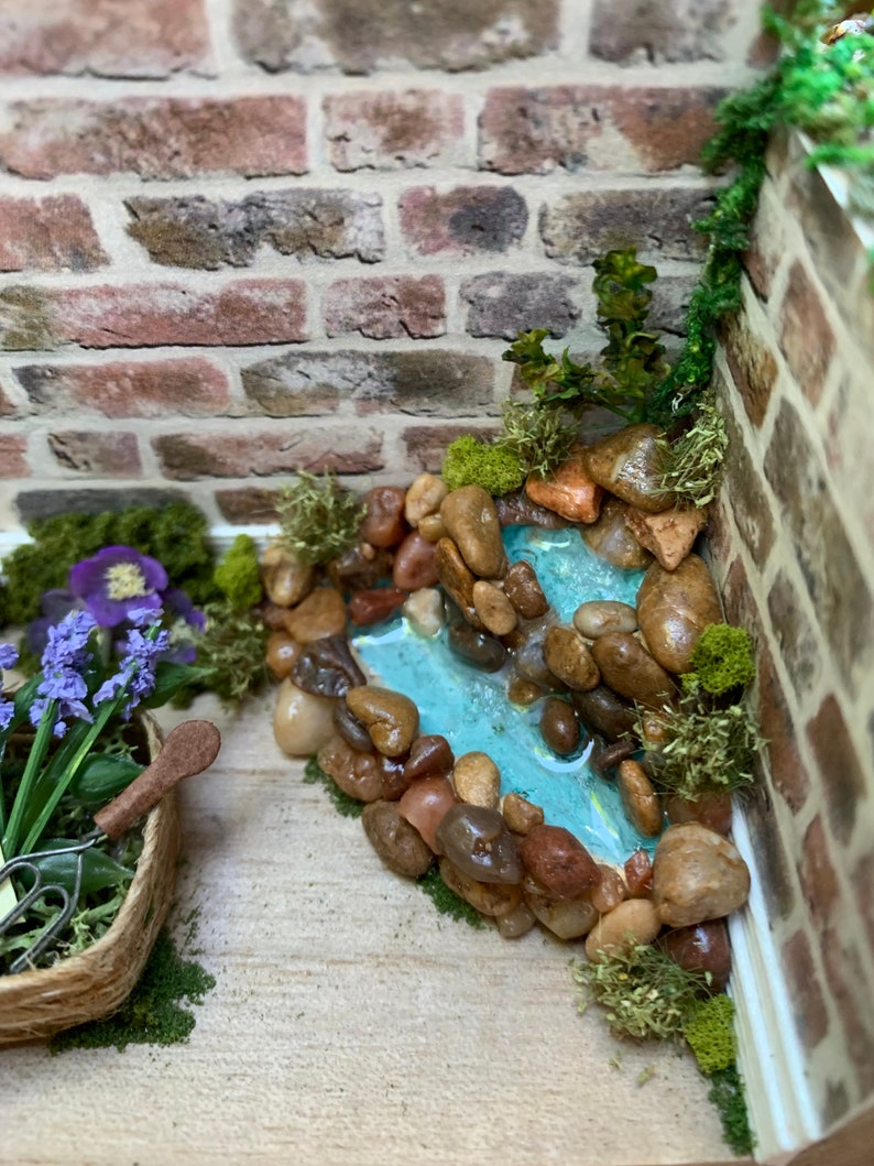 Miniature Garden Patio Rock Waterfall Chair Flower Basket Ivy - Etsy