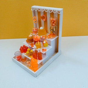 Miniature Orange Candy Shop Diorama Gumball Machine Gummi Bear ...