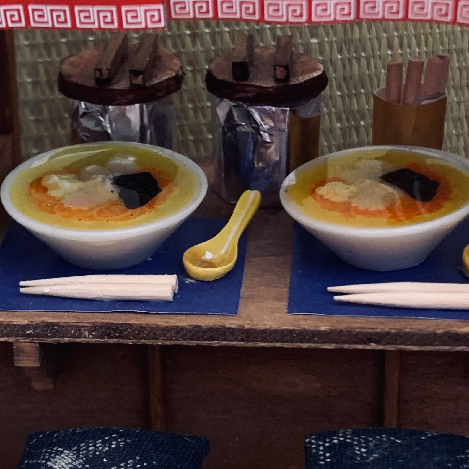 Ramen Stand Miniature Diorama Yatai Ramen Yaki Soba Spoon Chopsticks ...
