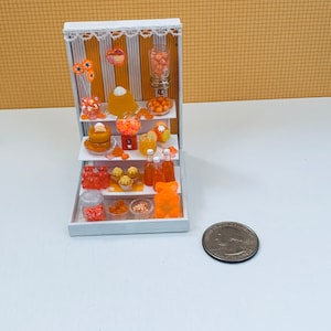 Miniature Orange Candy Shop Diorama Gumball Machine Gummi Bear ...