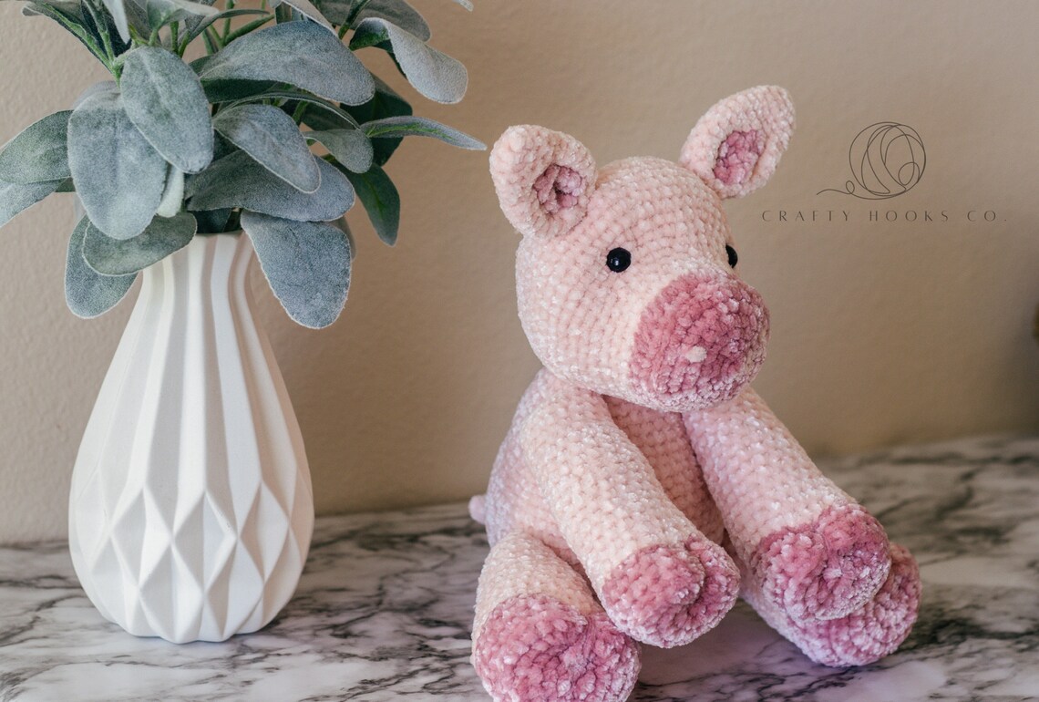 Stuffed Piggy, Crocheted Stuffed Pig, Crochet Stuffed Animal, Baby ...