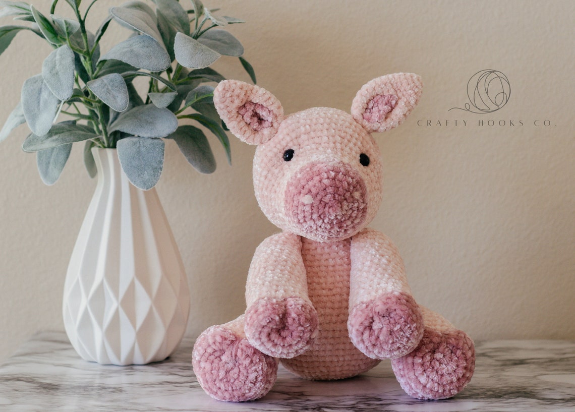Stuffed Piggy, Crocheted Stuffed Pig, Crochet Stuffed Animal, Baby ...