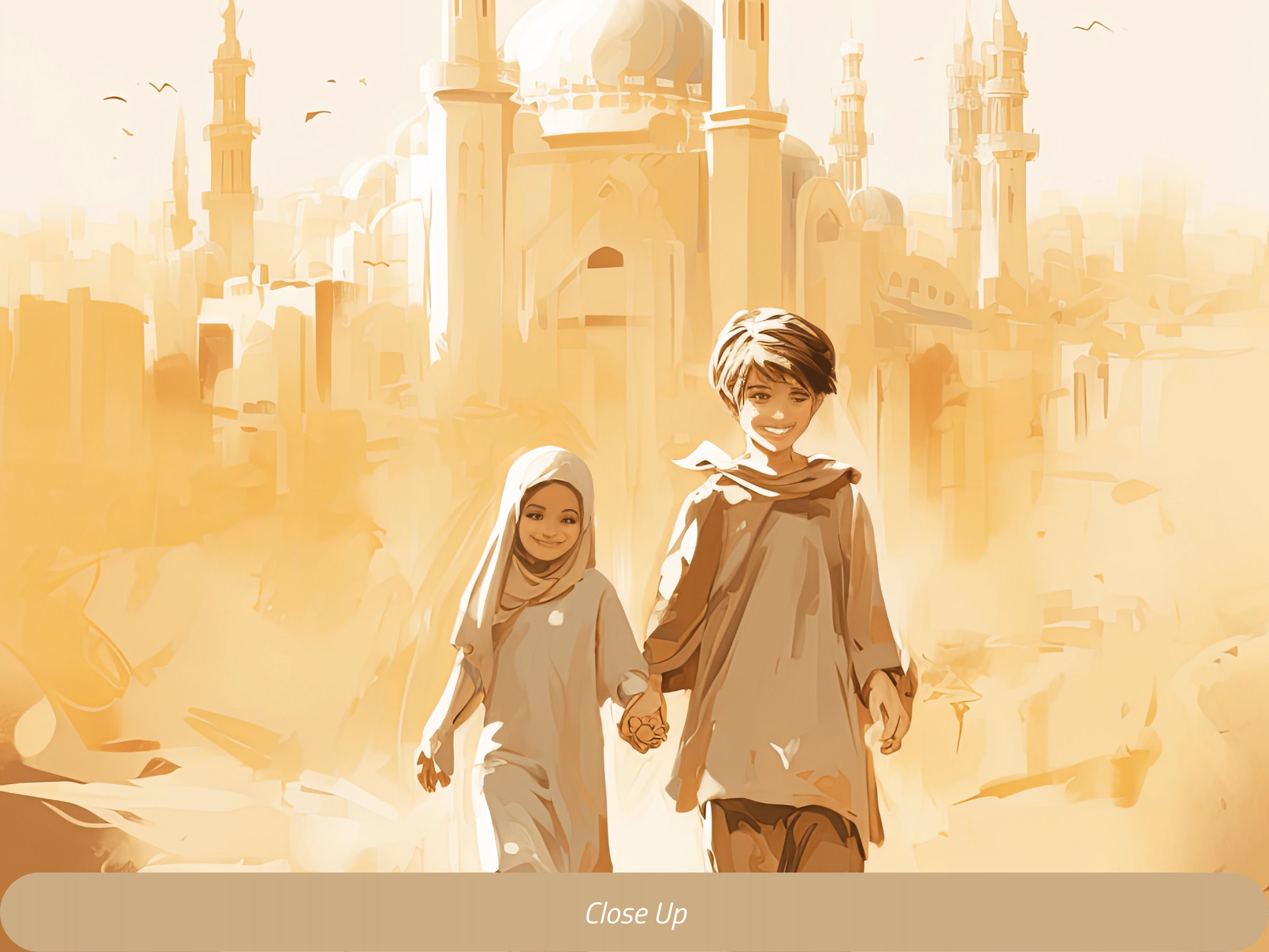 Hand-in-hand: A Stroll of Joy and Faith, Digital Print, Islamic Art ...