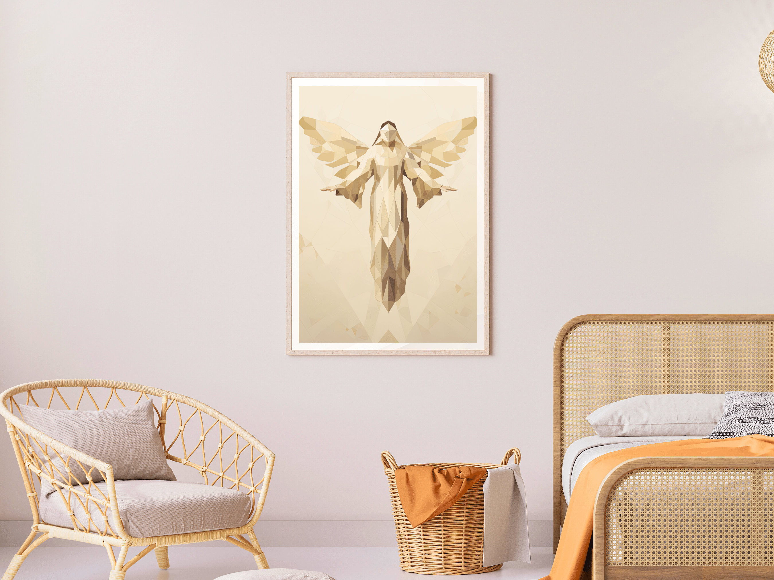 Angel in Geometry: Islamic Winged Angel Illustration Wall Art Printable ...