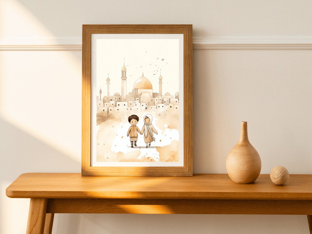 Journey of Muslim: Masjid Village Printable Art, Minimal Mosque ...