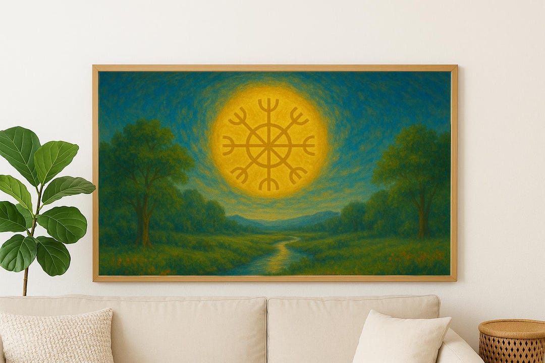 Spiritual Nature Landscape Poster | Helm of Awe Sun Art | 24x36 Nordic ...