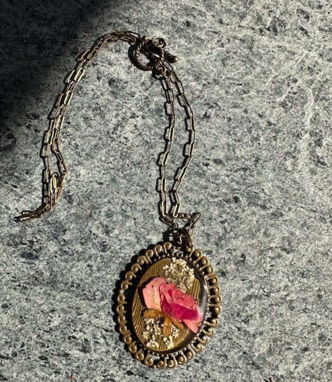 Pressed Red Rose With Queen Anne's Lacefloral - Etsy