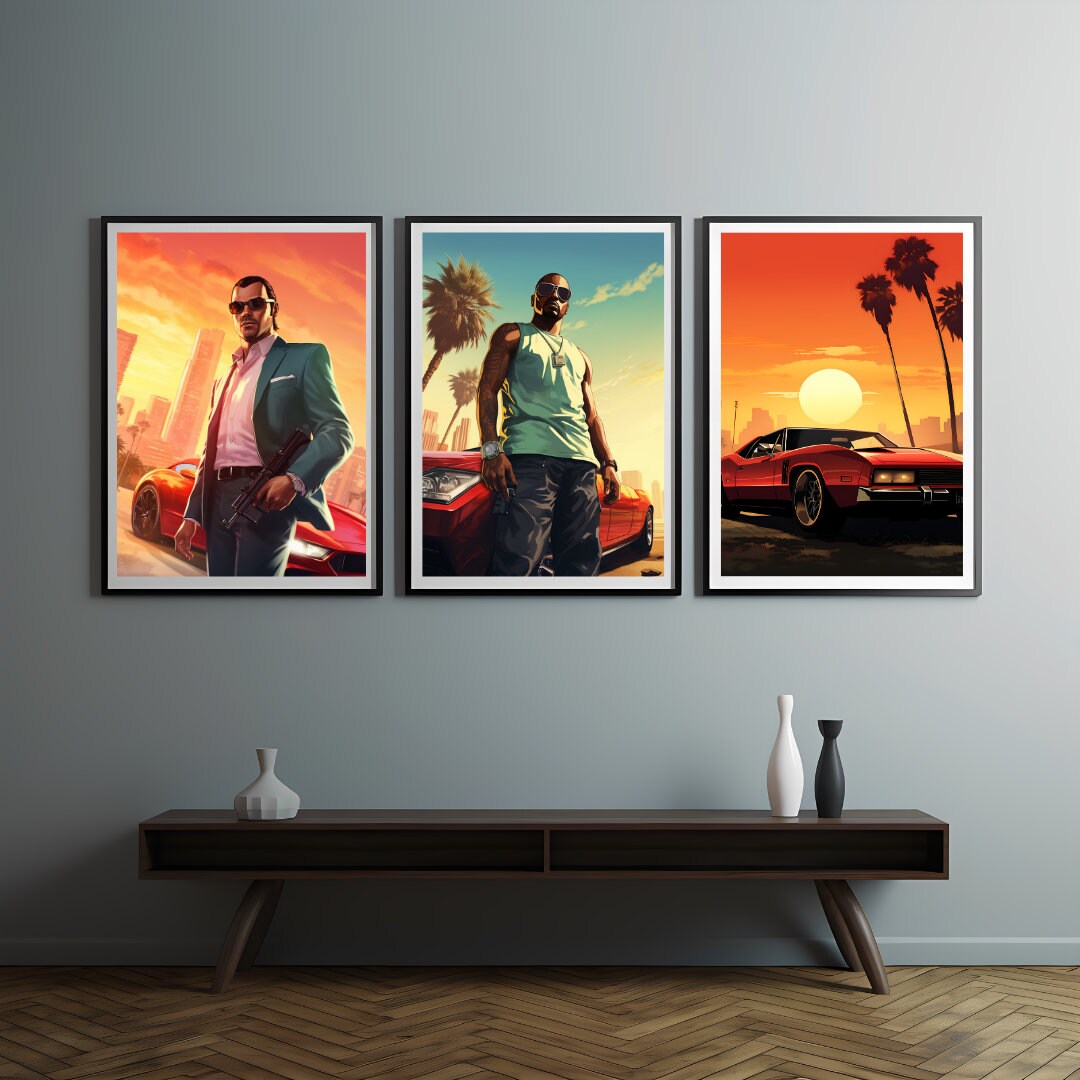 GTA Poster Video Game GTA Wall Art GTA Art for Gaming Room Decor Gift ...