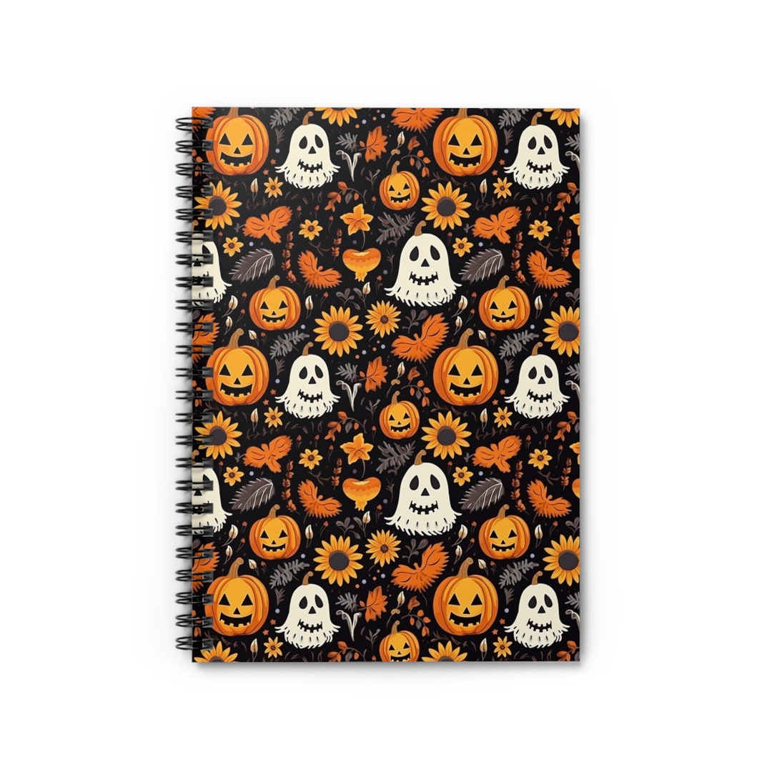 Cute Halloween Notebook, Ghost and Pumpkin Notebook, Spooky Spiral ...