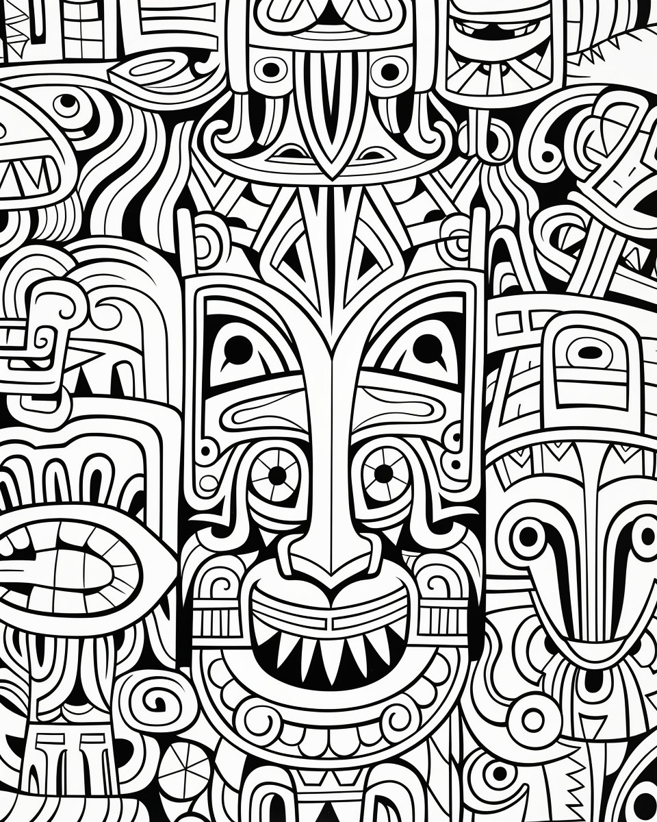20-page Polynesian Tribal Abstract Digital Download Adult Coloring Book ...