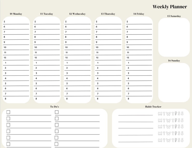 Weekly Planner Template/digital Download - Organize Your Productive ...