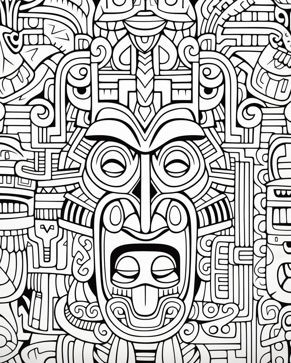 20-page Polynesian Tribal Abstract Digital Download Adult Coloring Book ...