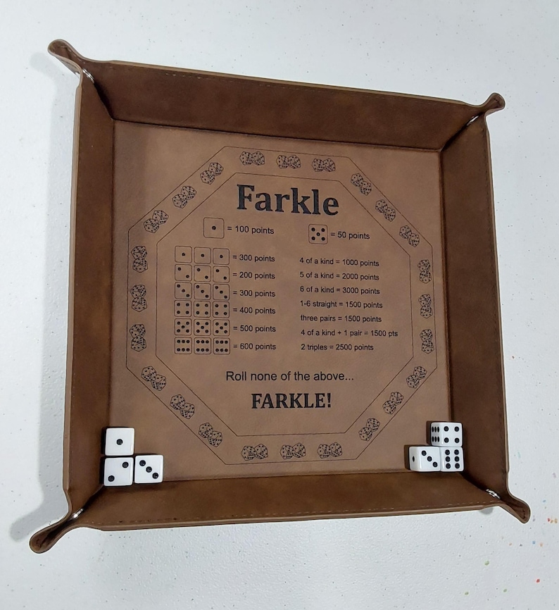 Personalized Farkle Game Board With Dice: Leatherette Travel Tray - Etsy