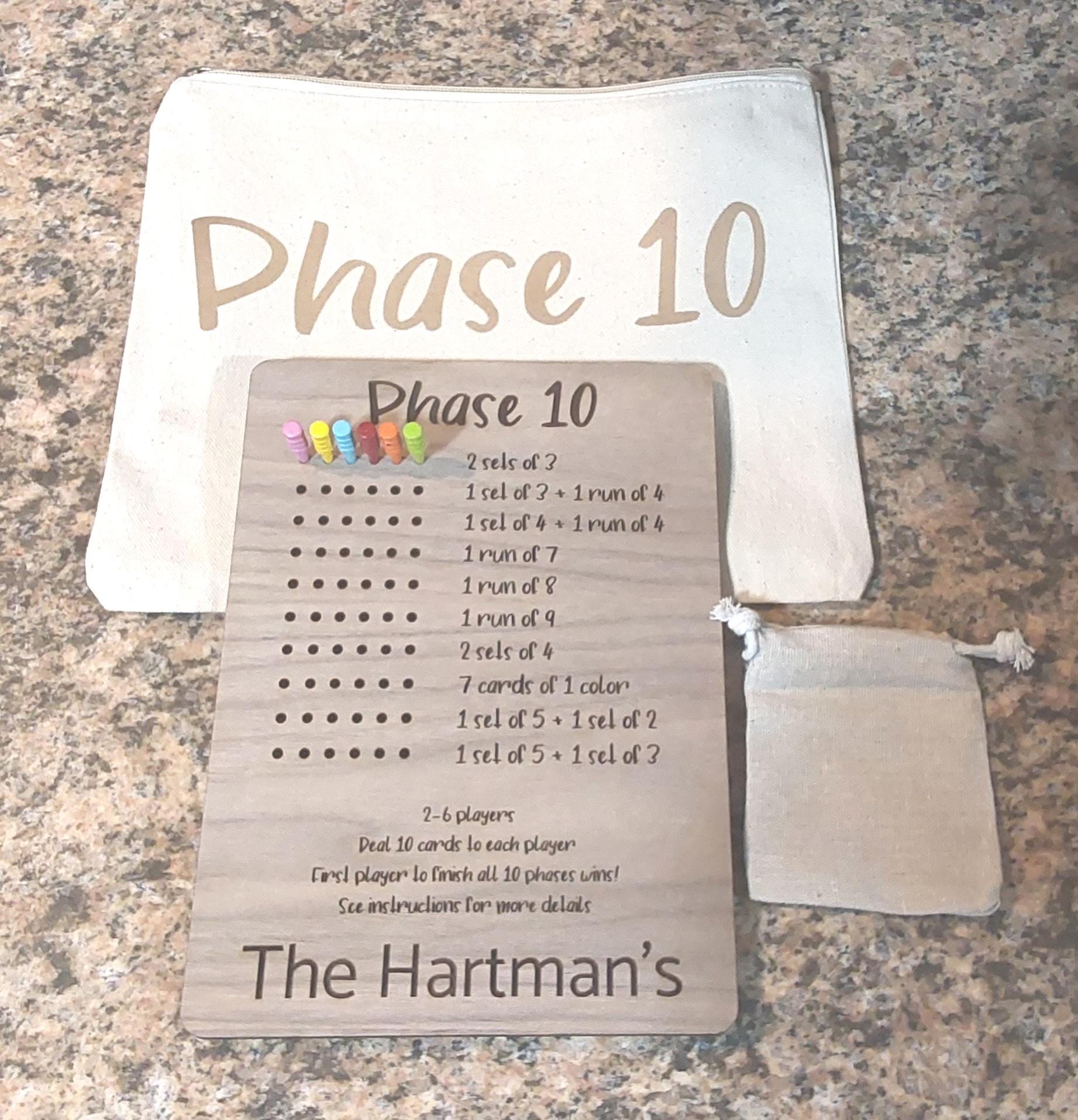 Personalized Phase 10 Scoreboard With Pegs & Storage Bag - Etsy