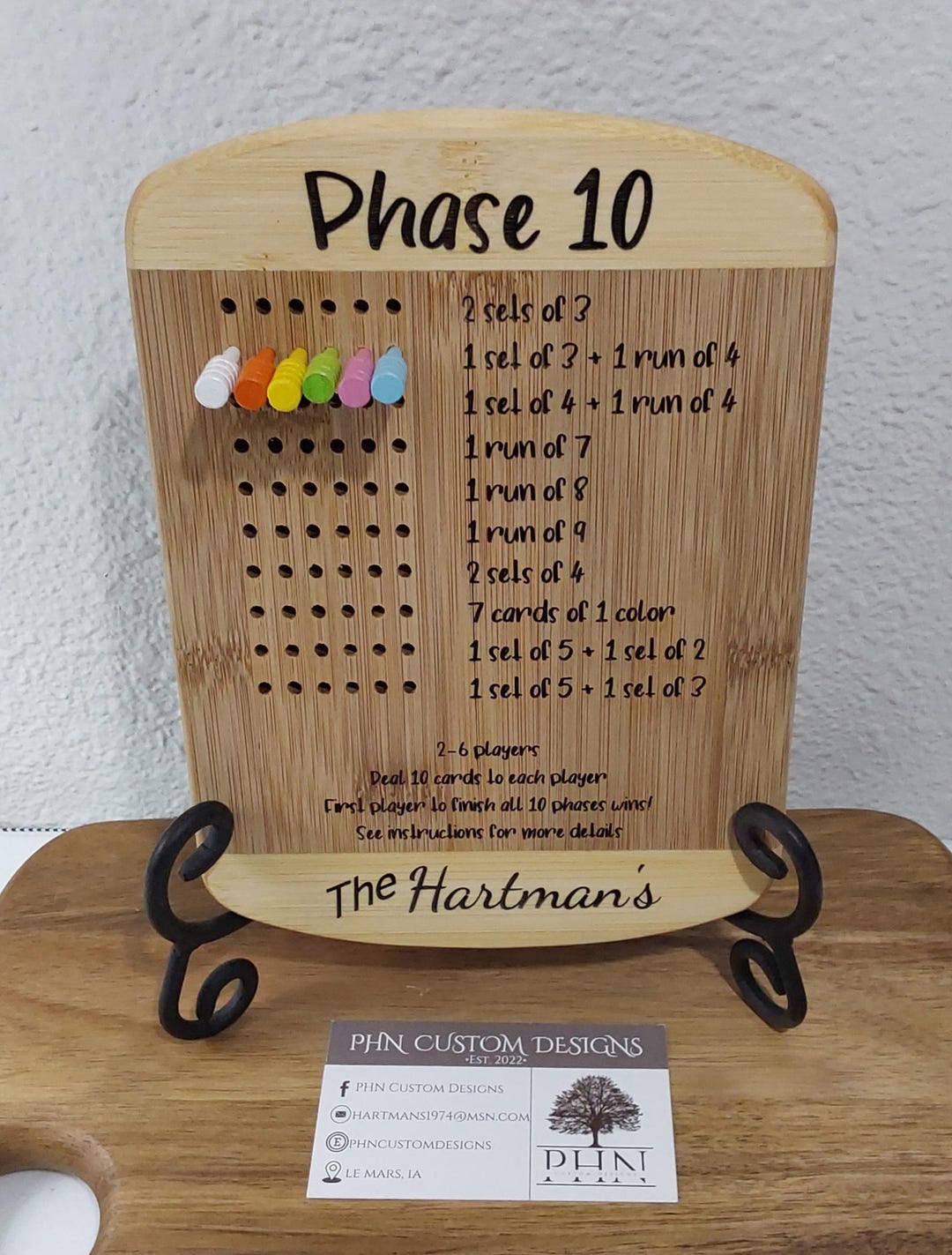Personalized Phase 10 Score Board: Cutting Board With Pegs & Storage - Etsy