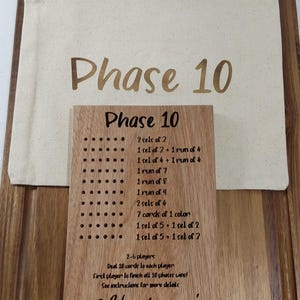 Personalized Phase 10 Score Board: Mahogany or Oak Wood, Pegs & Storage ...