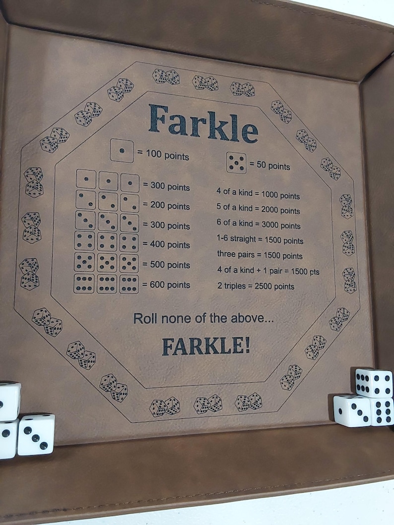Personalized Farkle Game Board With Dice: Leatherette Travel Tray - Etsy