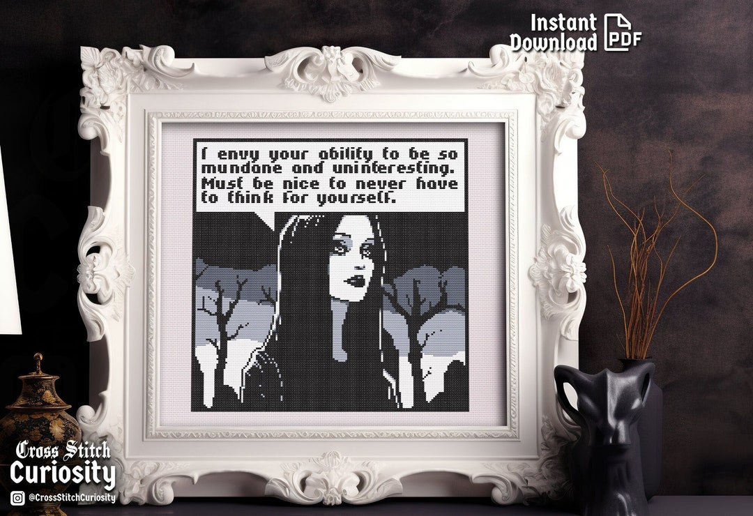 Sassy Cross Stitch Pattern Pdf "normie" - Funny Goth Quote Gothic Cross ...