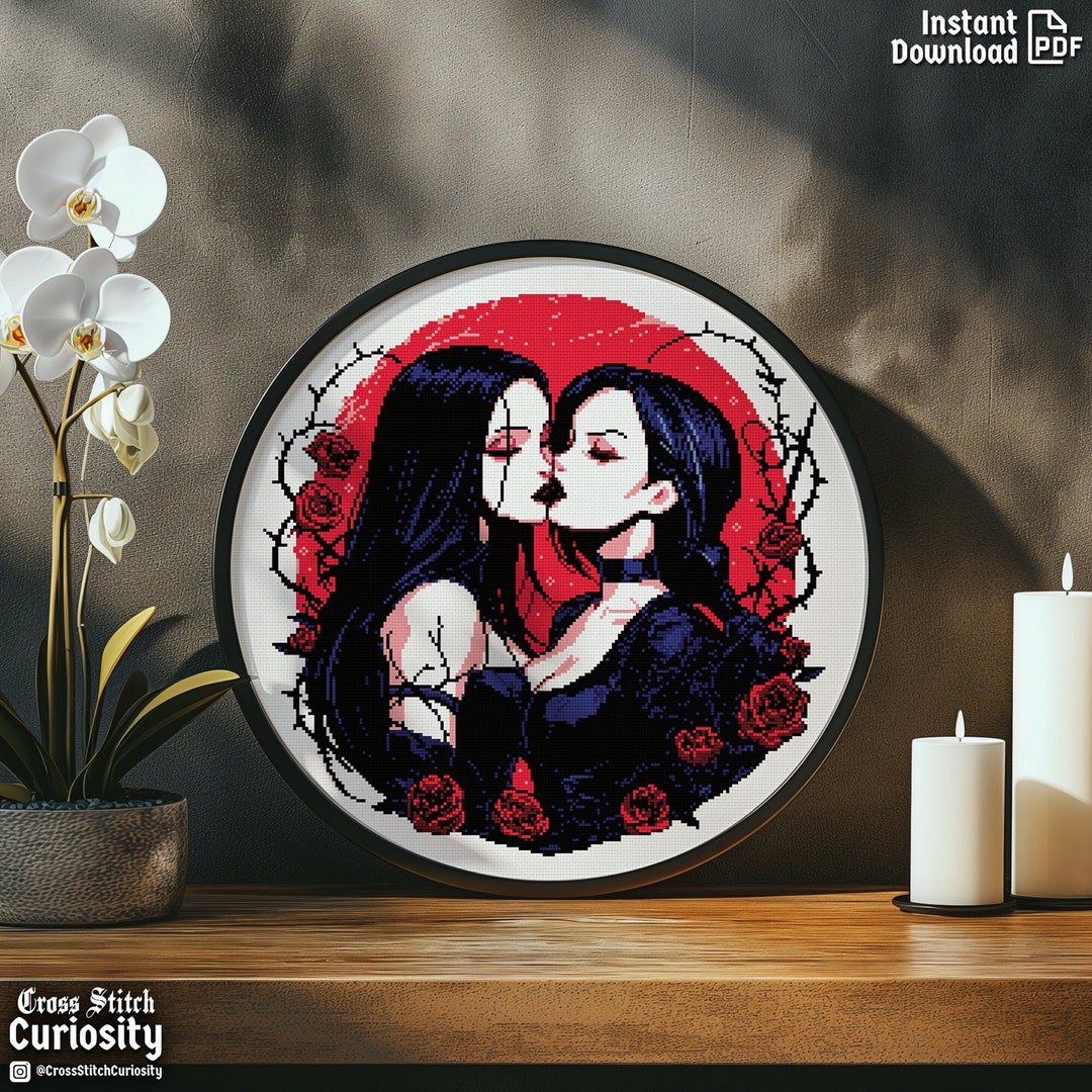 Gothic Cross Stitch PDF Pattern "gothic Romance: Vines Roses Kisses ...