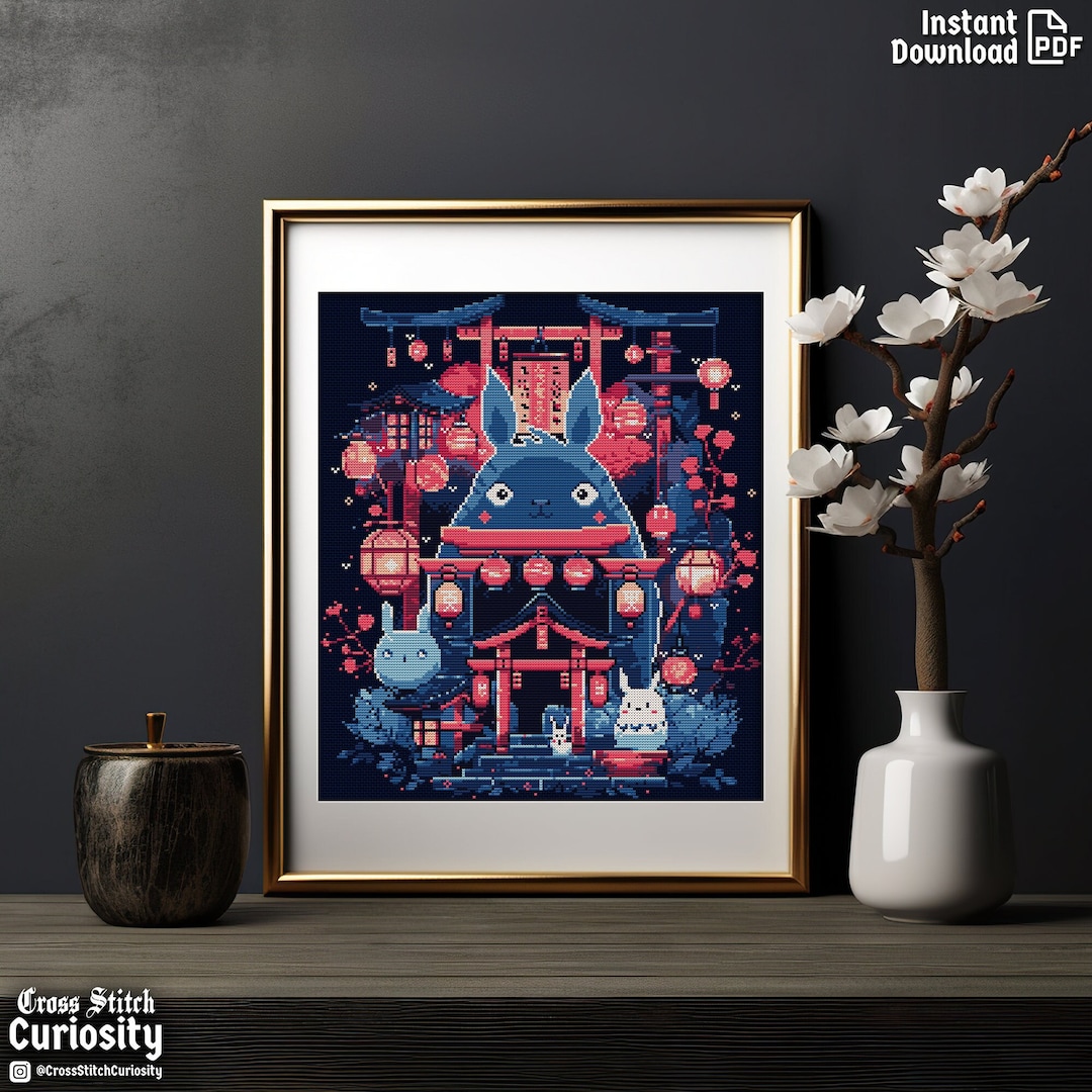 Japanese Cross Stitch Pattern Pdf "haunted Forest" Yokai Manga Anime ...