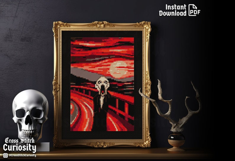 Mini Cross Stitch Pattern Pdf "the Scream, Munch" - Gothic Art Tiny ...
