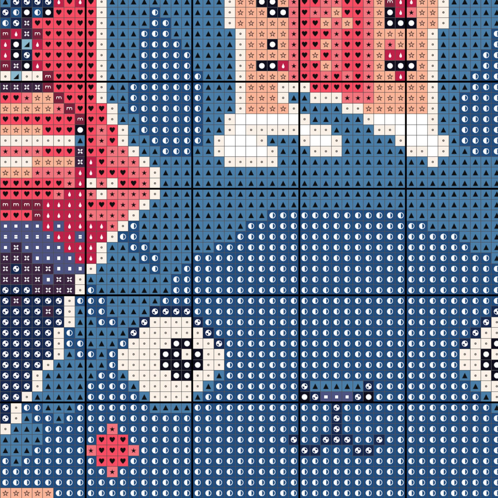 Japanese Cross Stitch Pattern Pdf "haunted Forest" Yokai Manga Anime ...