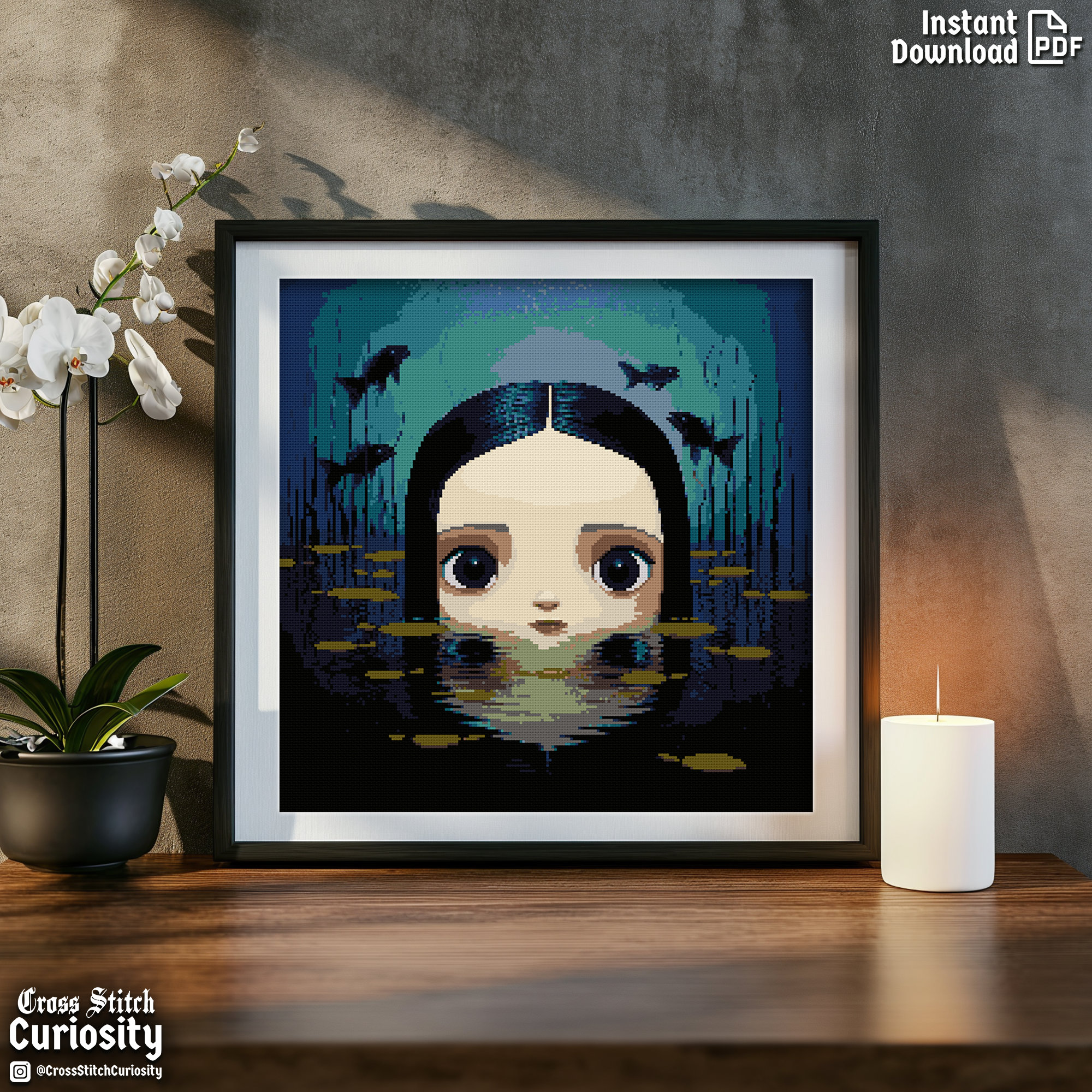 Gothic Cross Stitch PDF Pattern "gothic Depths" - Witchy Modern Cross ...