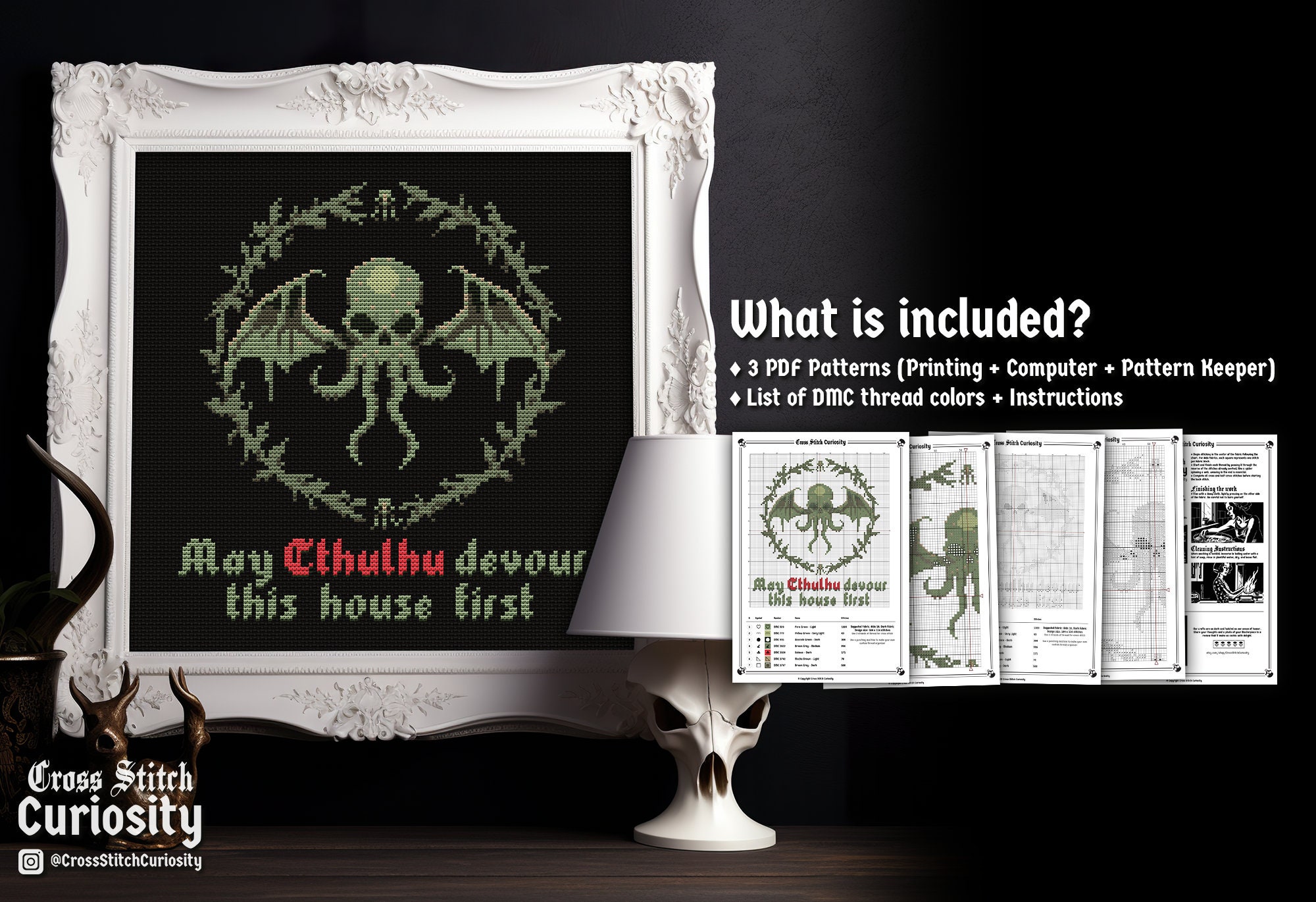 Macabre Cross Stitch Pattern Pdf may Cthulhu Devour This - Etsy