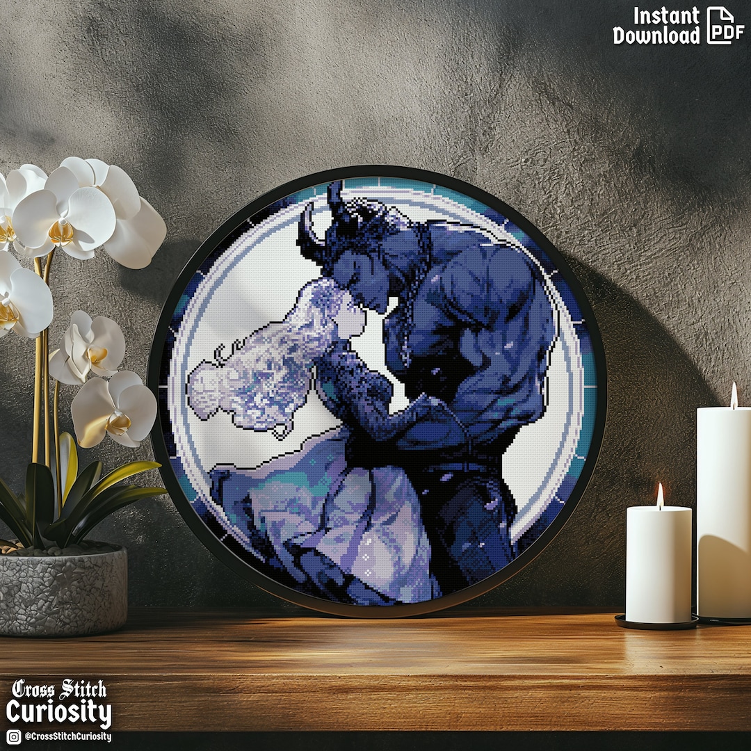 Gothic Cross Stitch PDF Pattern "beauty and the Cursed Beast" - Counted ...