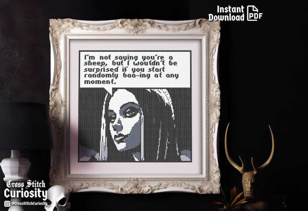 Sassy Cross Stitch Pattern Pdf "sheep" - Funny Goth Quote Gothic Cross ...