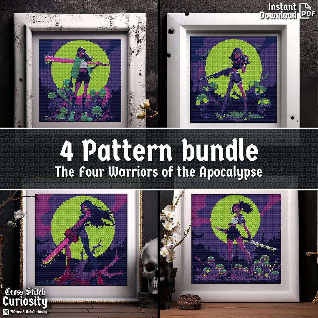 Macabre Cross Stitch Pattern BUNDLE "the 4 Warriors of the Zombie ...