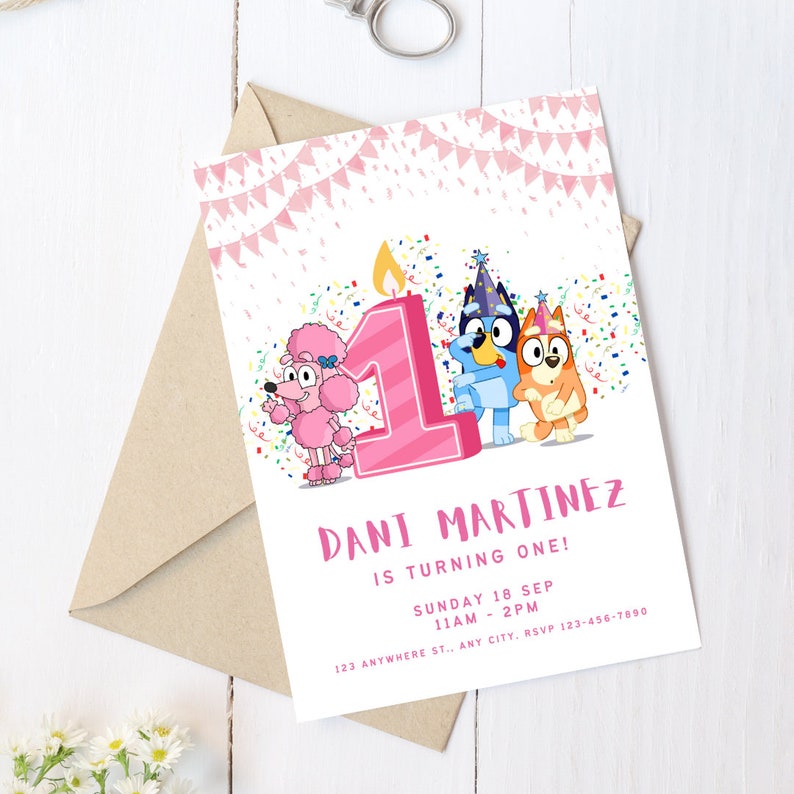 Bluey 1st Birthday Invitation - Etsy