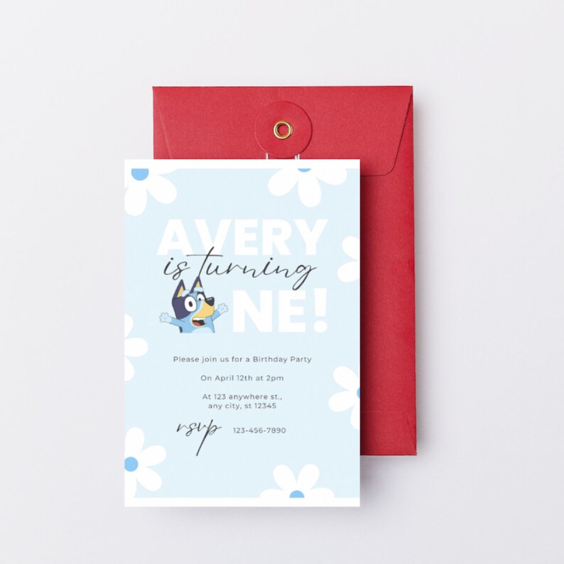 Bluey Daisy 1st Birthday Invitation - Etsy