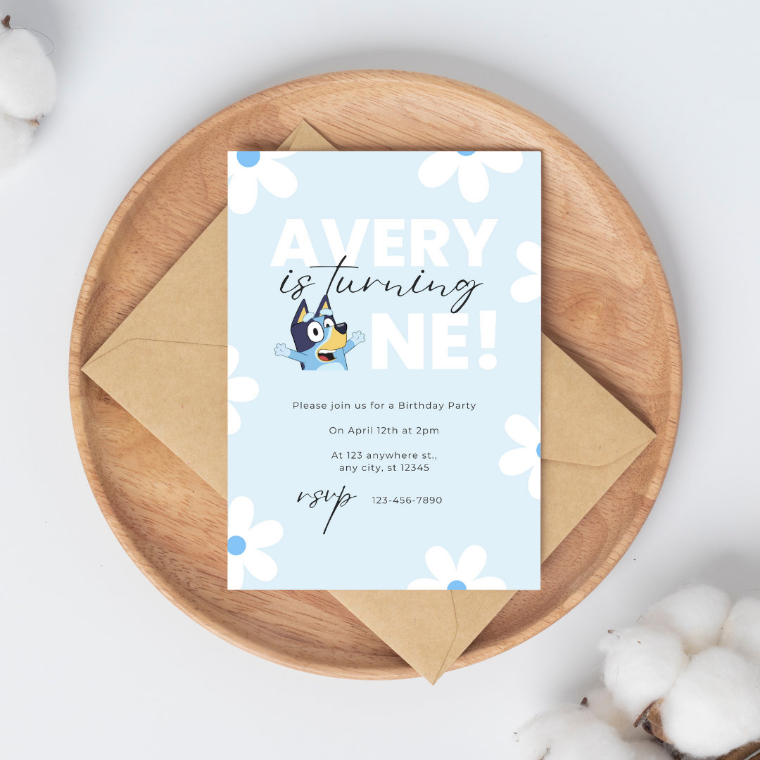 Bluey Daisy 1st Birthday Invitation - Etsy