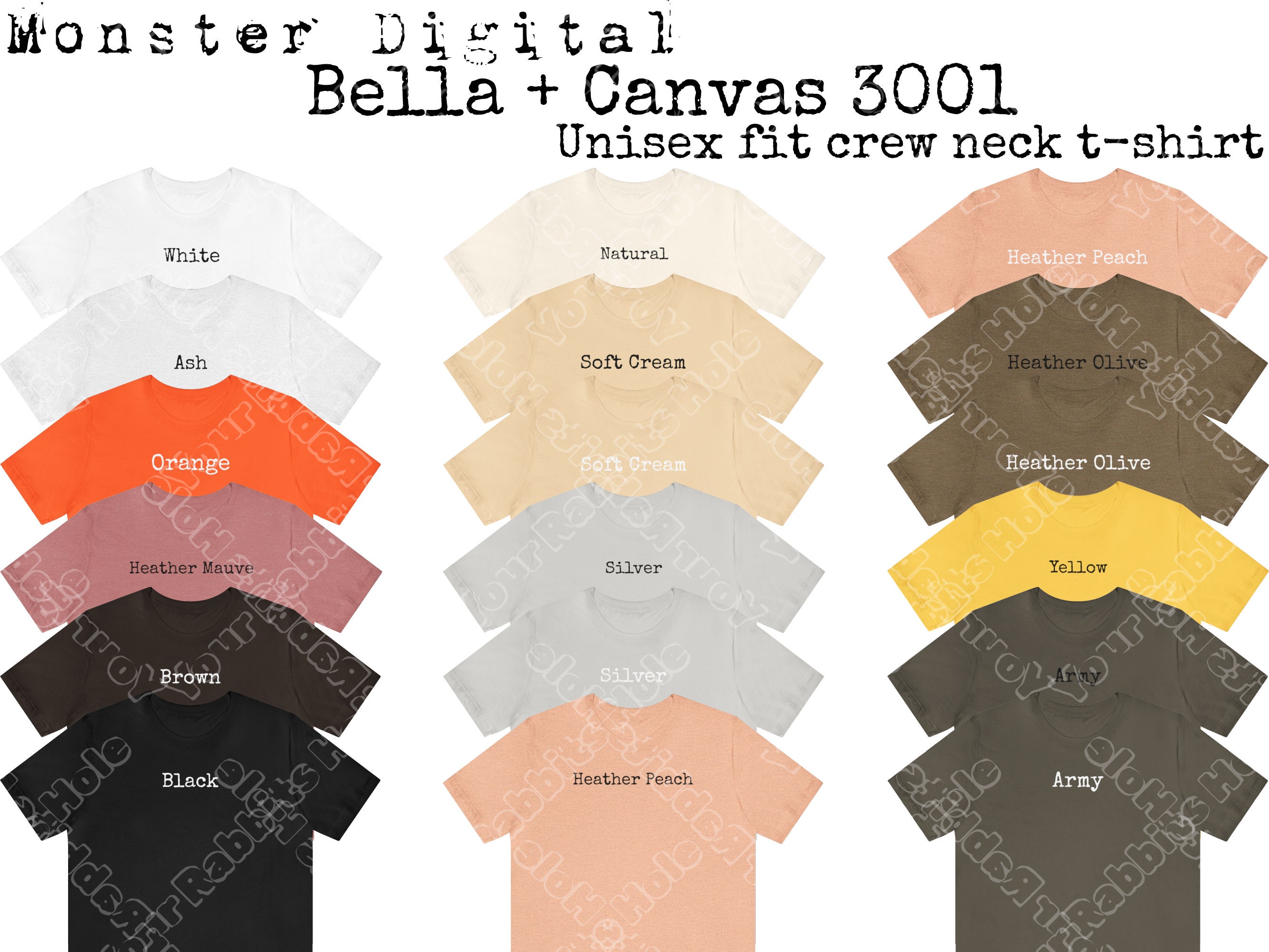 Monster Digital 35 Colors Mock up Bella Canvas 3001 Unisex Crewneck ...