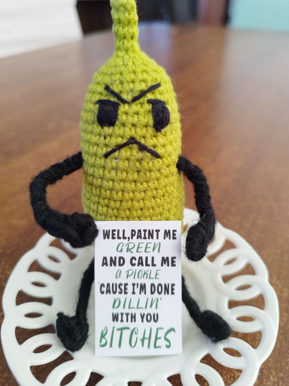 Dill Pickle Crochet Pattern With PRINTABLE Positive Pickle Display ...
